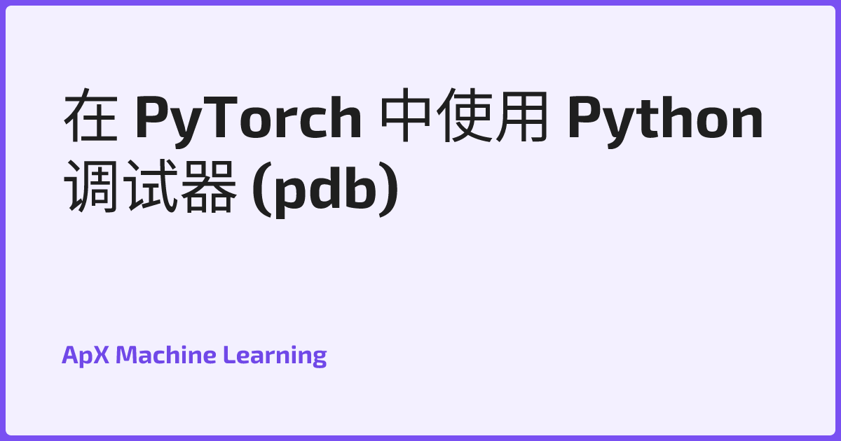 在 PyTorch 中使用 Python 调试器 (pdb)